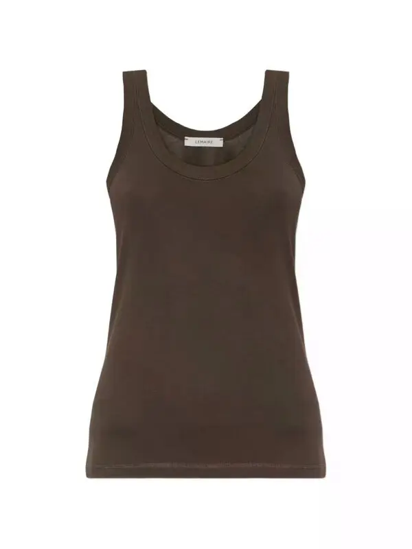 LEMAIRE Ribbed-knit Scoop-neck Tank Top - Brown