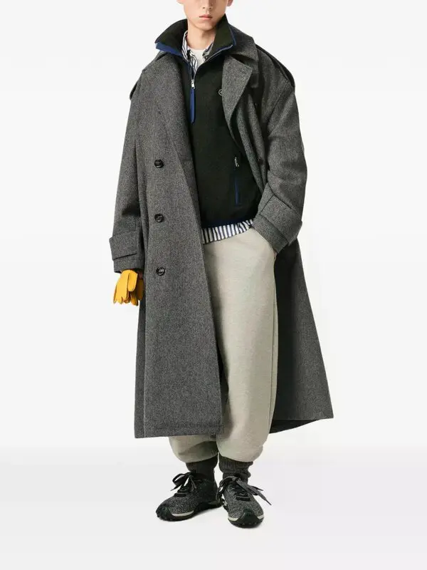 AMI Paris Wool Trench Coat - Grey
