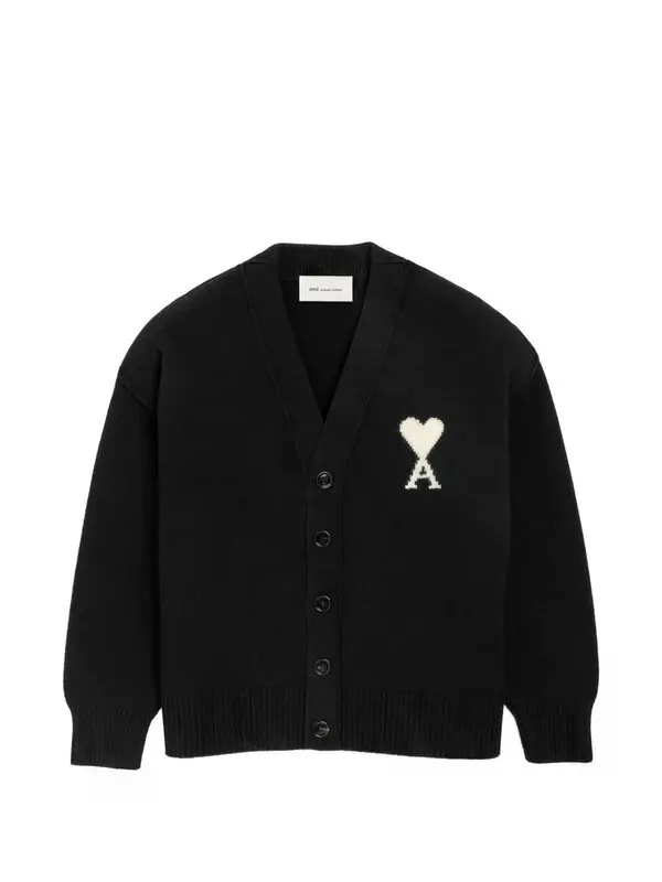 AMI Paris Wool Cardigan With De Coeur