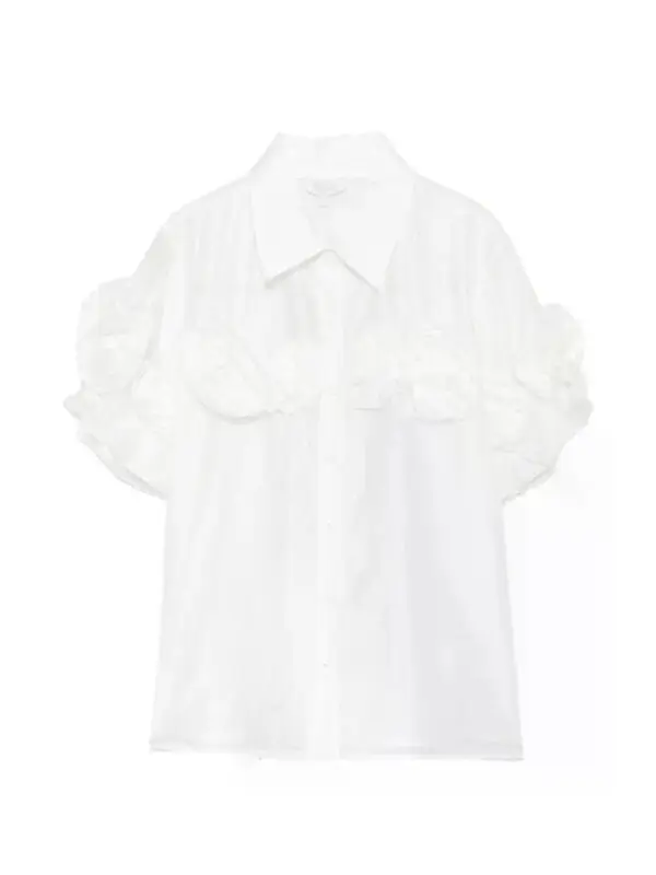 PAPER LACE Floral-appliqué Short-sleeve Shirt - Neutrals