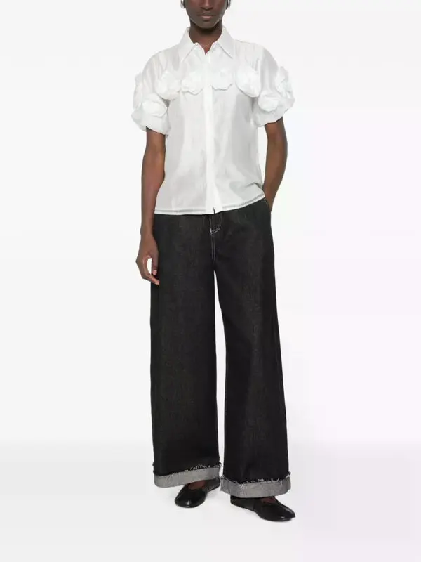 PAPER LACE Floral Appliqué Short-sleeve Shirt