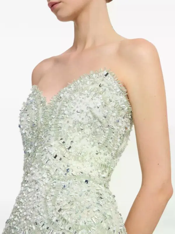 Elie Saab Strapless Maxi Dress With Bead And Sequin Embellishments