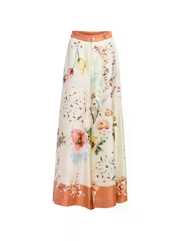 Elie Saab Floral-print Silk Trousers