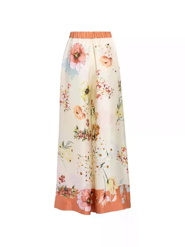 Elie Saab Floral-print Silk Trousers