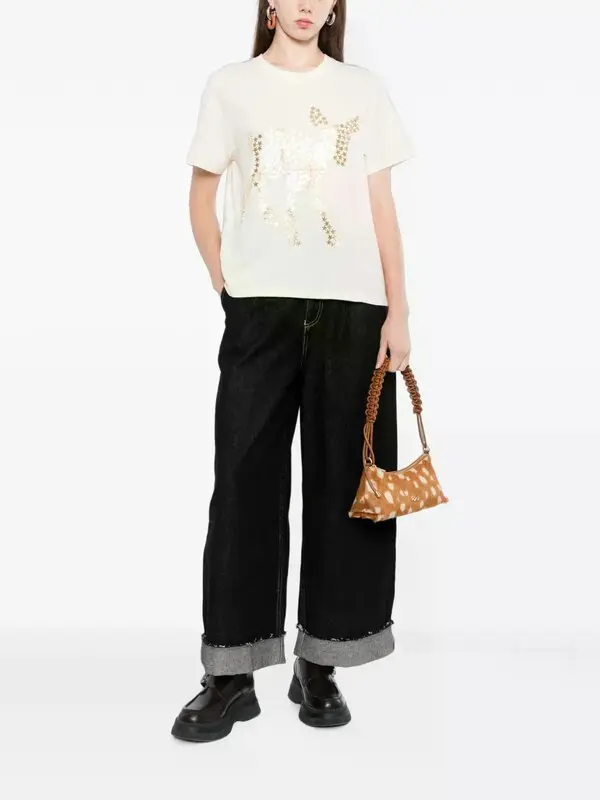 JW Anderson Animal Star Embellished T-shirt - Neutrals