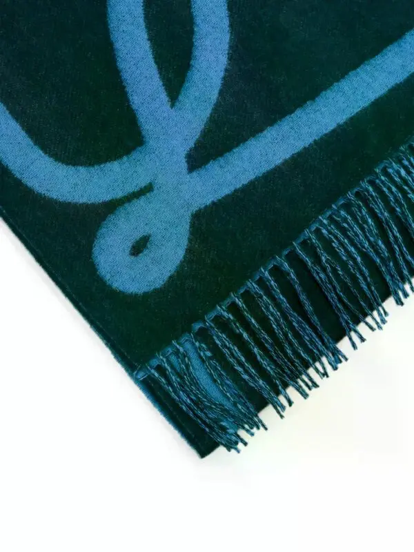 Loewe Fringed-hem Scarf - Green