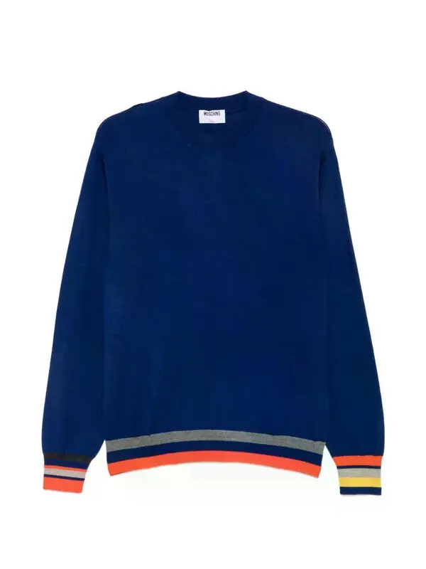 Moschino Stripe-trim Wool Sweater - Blue
