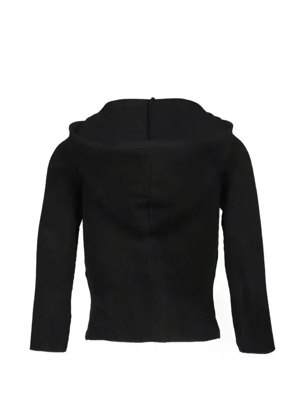 GLOWNY 3/4 Sleeve Hooded Button-front Hoodie