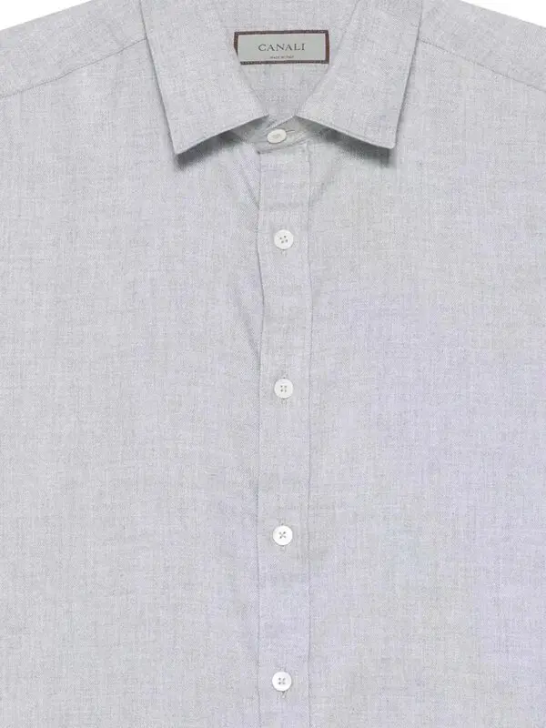 Canali Herringbone-weave Long-sleeve Shirt