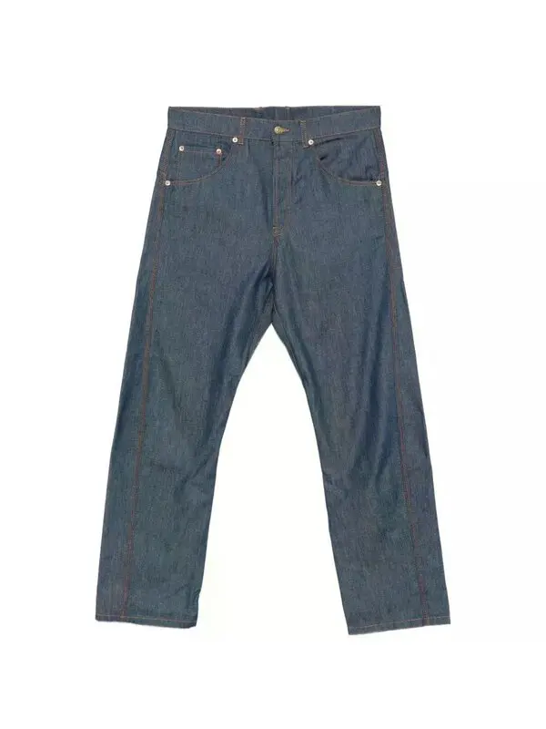 Moschino Contrast-stitch Logo-patch Jeans