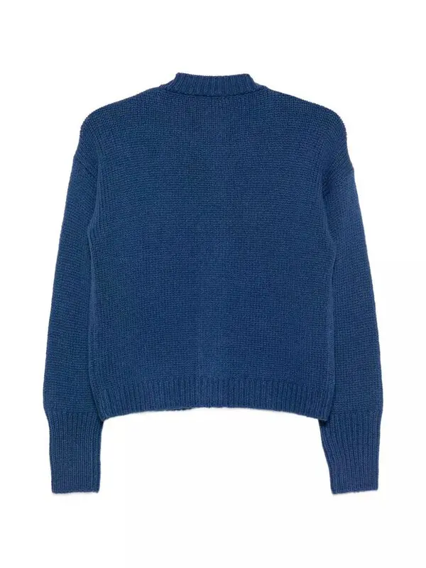 Incentive! Cashmere Erro Chest-pocket Button-up Cardigan - Blue