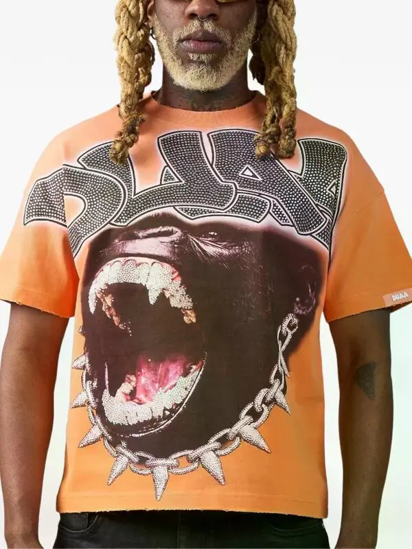 DUAA Chainlink Rhinestone-embellished T-shirt