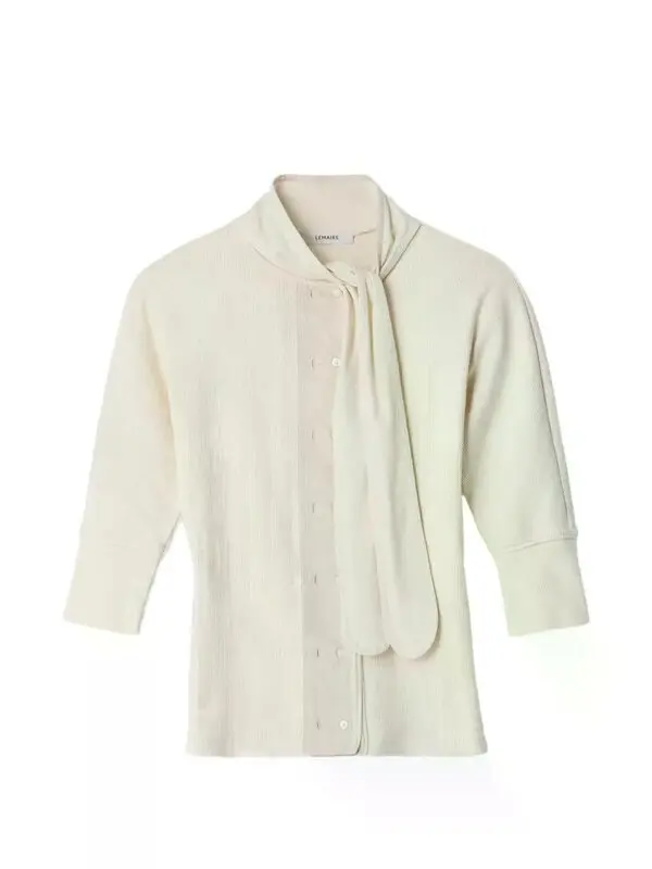 LEMAIRE Ascot T-shirt In Linen And Cotton Ribbed Jersey - White