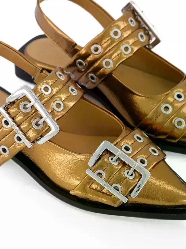 GANNI Buckle-detail Pointed-toe Flat Pumps