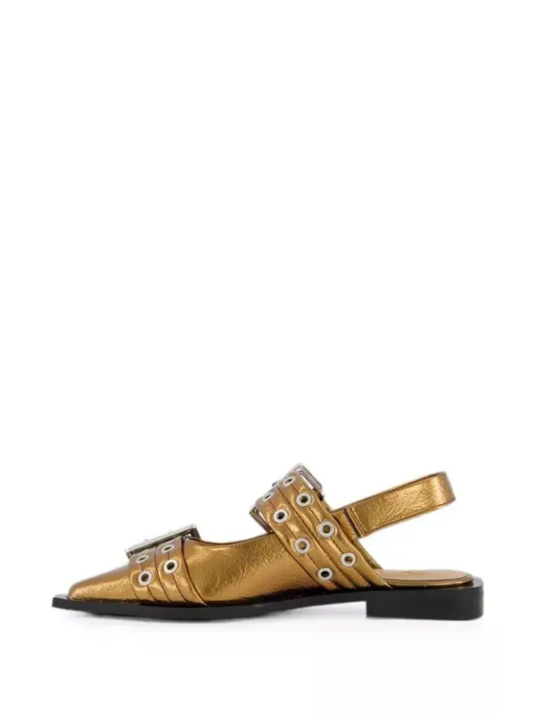 GANNI Buckle-detail Pointed-toe Flat Pumps