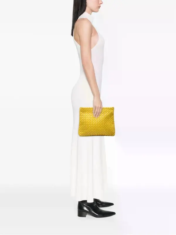 Bottega Veneta Woven Nappa Leather Fold Over Clutch Bag