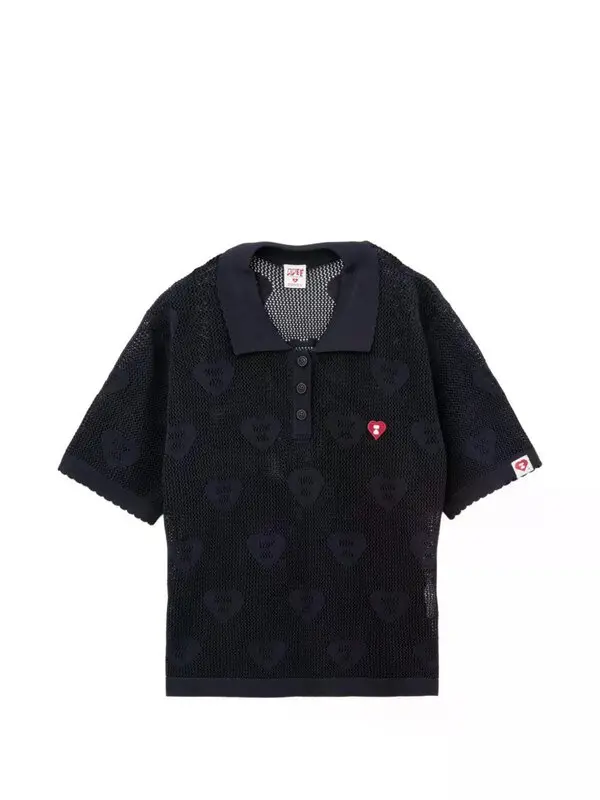 AAPE BY *A BATHING APE Apee™ A Bathing Ape® Heart-motif Open-knit Polo Shirt