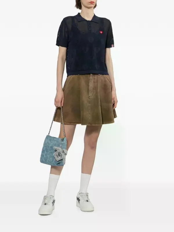 AAPE BY *A BATHING APE Apee™ A Bathing Ape® Heart-motif Open-knit Polo Shirt