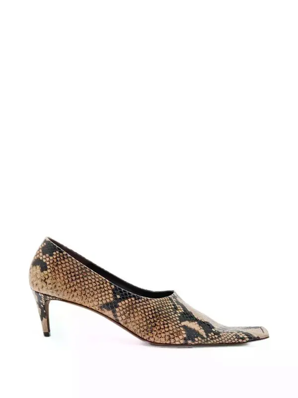 Khaite Marlene Snake-effect Square-toe Pumps