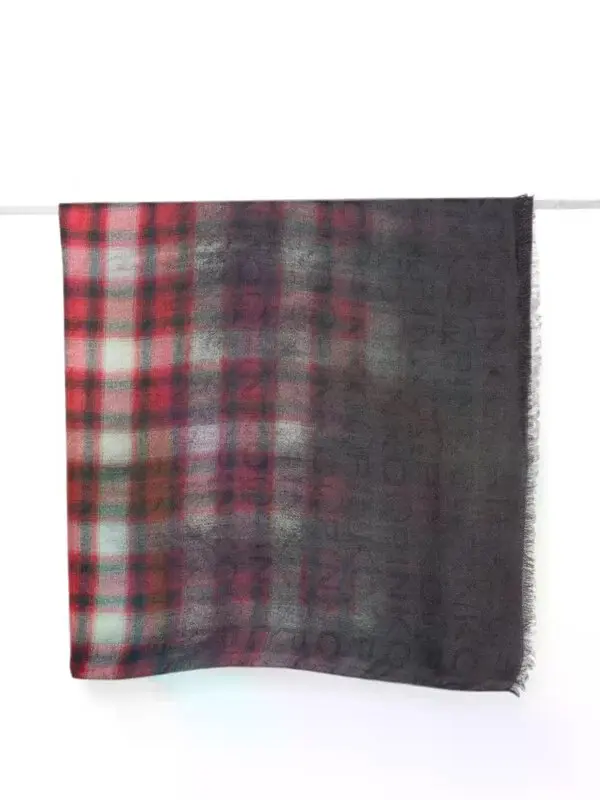 Pinko Check-pattern Frayed Scarf