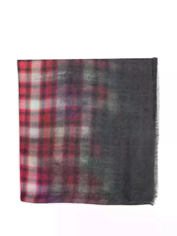 Pinko Check-pattern Frayed Scarf - Grey