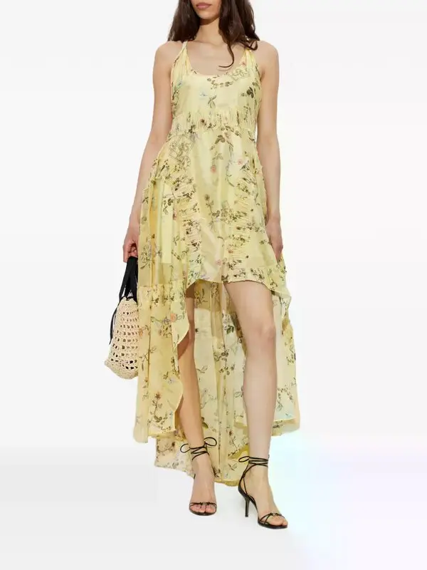 ALLSAINTS Dorina Floral Print Ruffled Tiered High-low Dress - Yellow