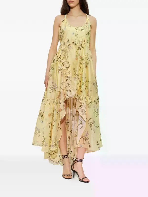 ALLSAINTS Dorina Floral Print Ruffled Tiered High-low Dress - Yellow