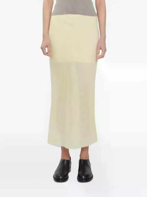 RIER Bias-cut Wool-gauze Midi Skirt - Yellow
