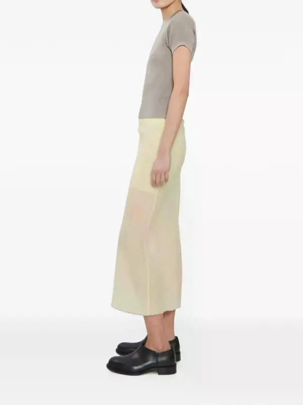 RIER Bias-cut Wool-gauze Midi Skirt - Yellow
