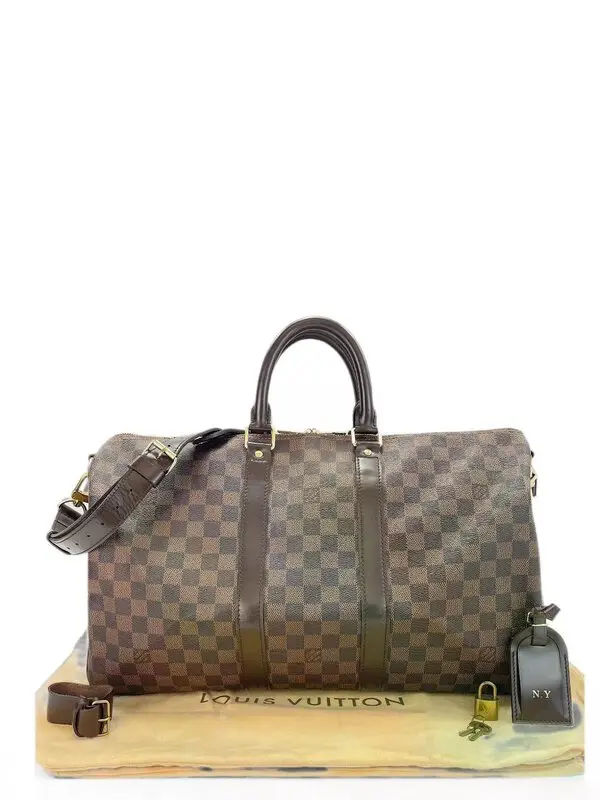 LOUIS VUITTON 2009 Keepall Bandoulière 45 Damier Ébène Bag