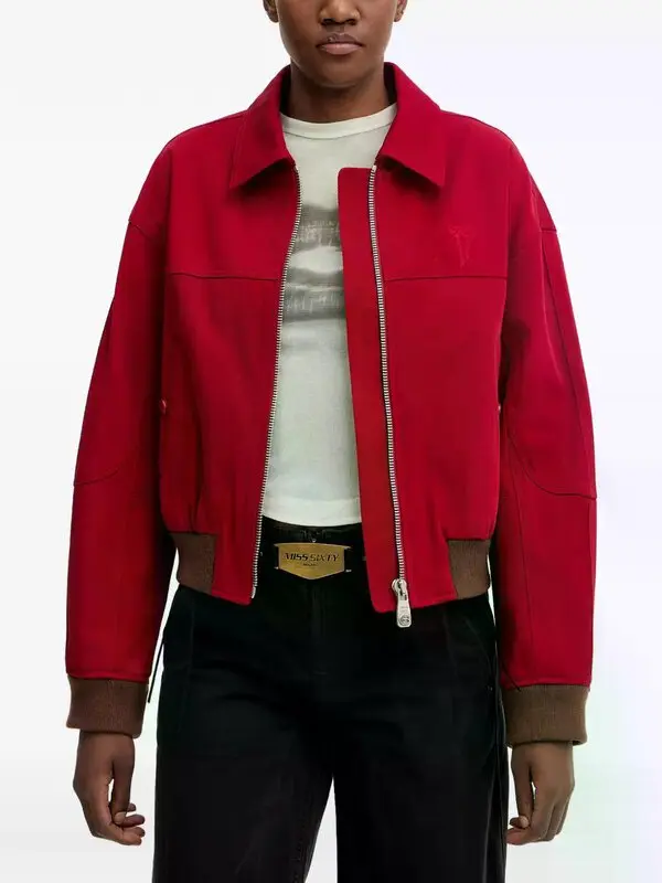 Miss Sixty Bow-embroidered Ribbed-trim Cropped Jacket