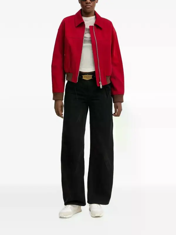 Miss Sixty Bow-embroidered Ribbed-trim Cropped Jacket
