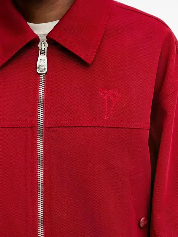 Miss Sixty Bow-embroidered Ribbed-trim Cropped Jacket