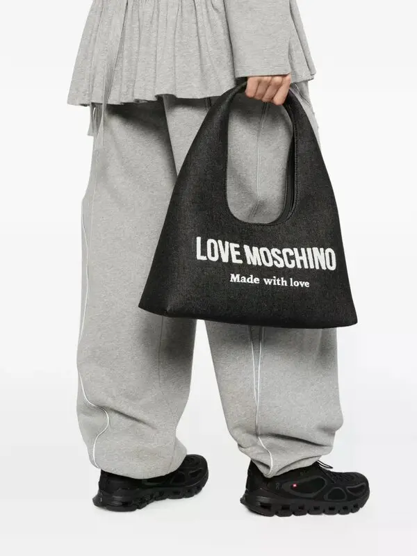 Moschino Logo-appliqué Denim Shoulder Bag