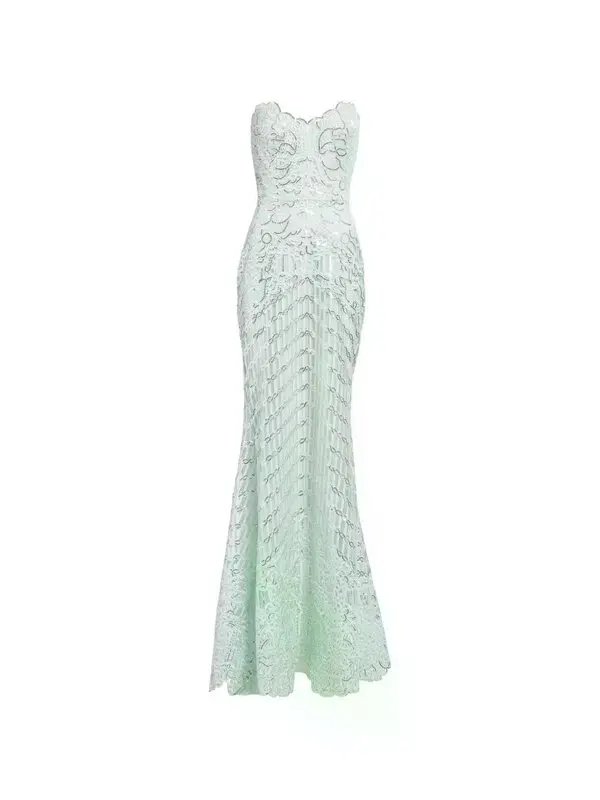 Elie Saab Sequin-embroidered Strapless Maxi Dress