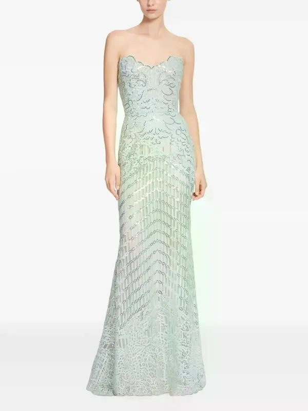 Elie Saab Sequin-embroidered Strapless Maxi Dress