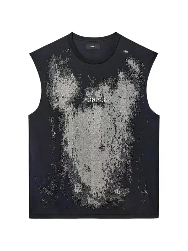 PURPLE BRAND Worn Crystals Hotfix-detail Textured Vest