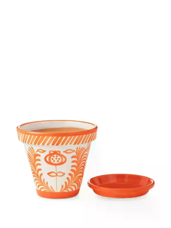 J-LINE Floral-print Terracotta Flowerpot