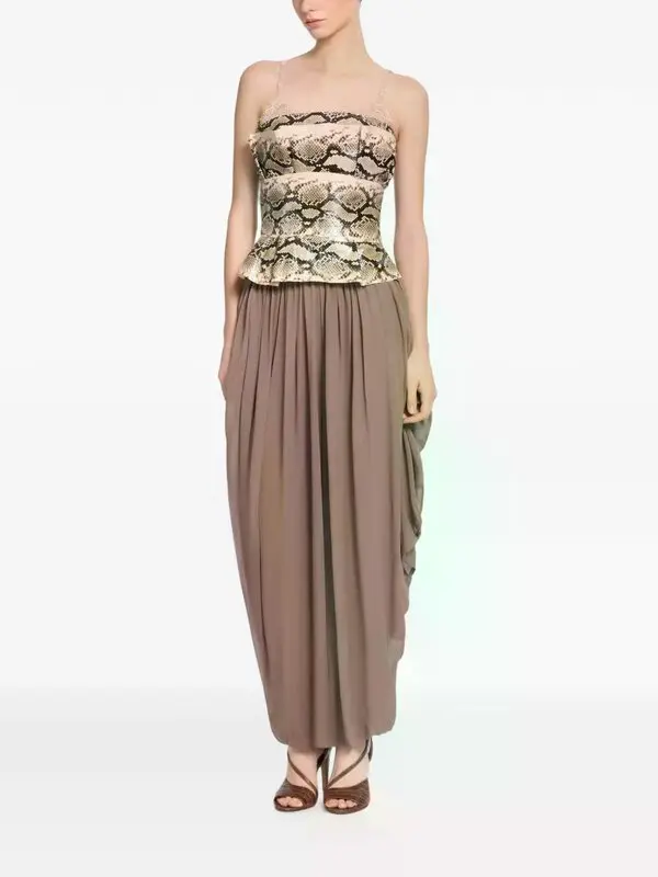 Elie Saab Python-effect Peplum Leather Corset - Neutrals