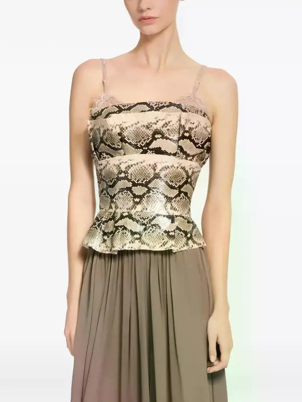 Elie Saab Python-effect Peplum Leather Corset