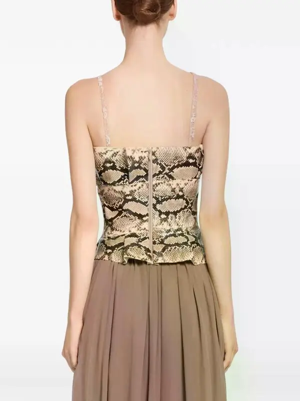 Elie Saab Python-effect Peplum Leather Corset