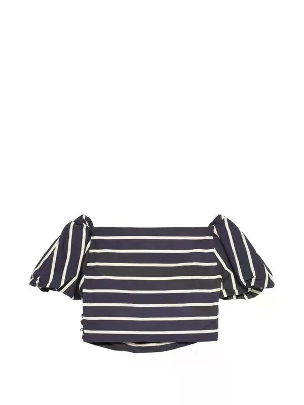 Liviana Conti Striped Puff-sleeve Top