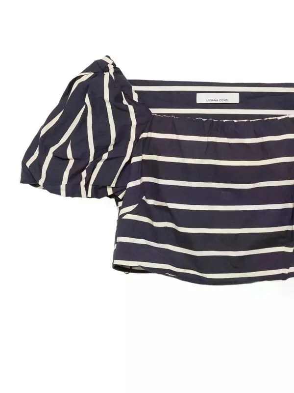 Liviana Conti Striped Puff-sleeve Top