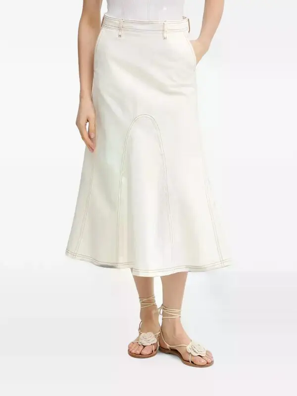 Munthe Braylin Contrast-stitch Logo-patch A-line Midi Skirt