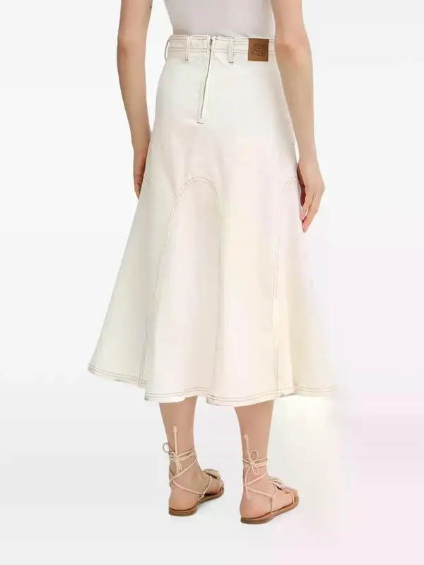 Munthe Braylin Contrast-stitch Logo-patch A-line Midi Skirt