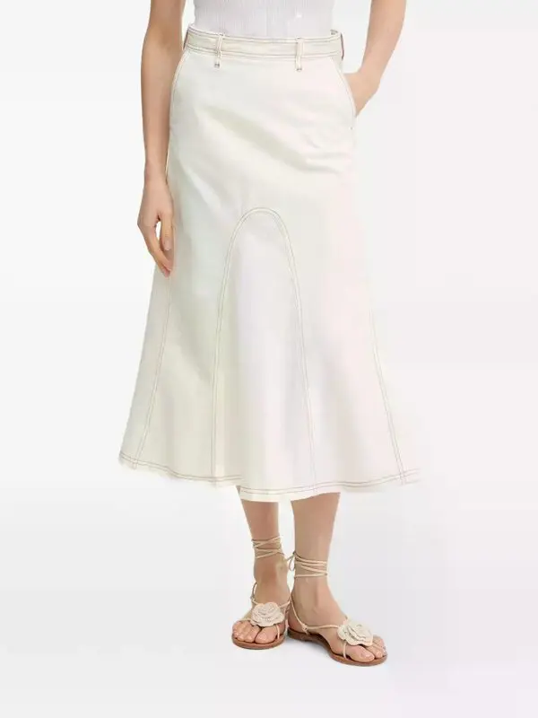 Munthe Braylin Contrast-stitch A-line Midi Skirt - White