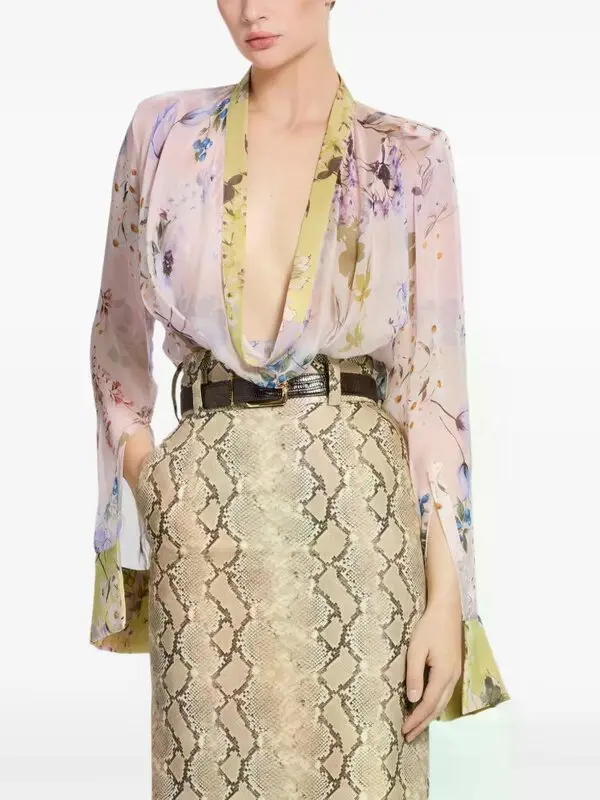 Elie Saab Garden-print Silk Blouse