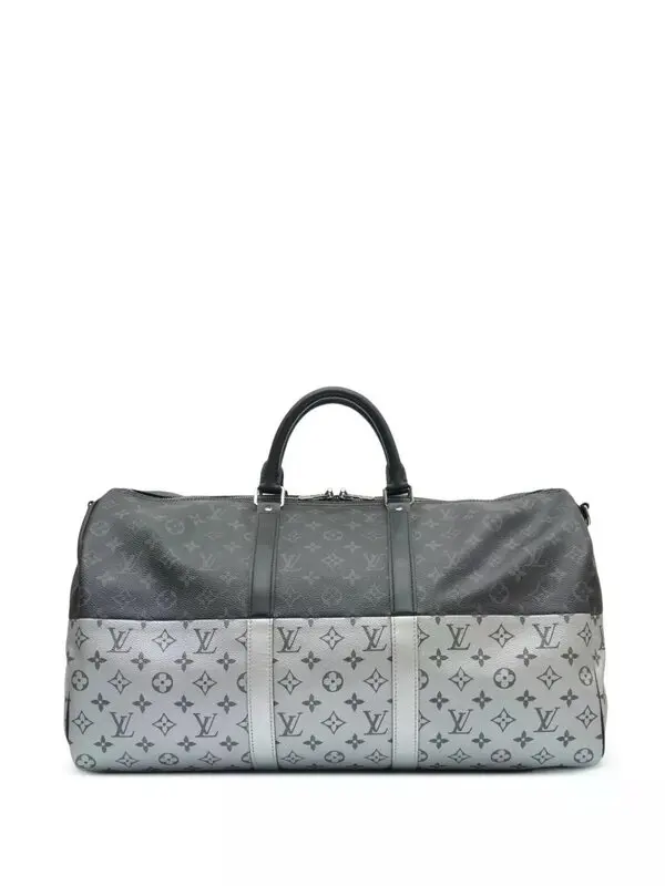 LOUIS VUITTON 50 Eclipse Monogram Keepall Bandouliere Bag - Black