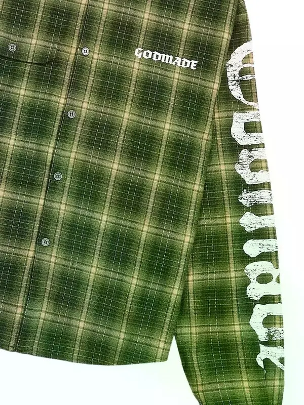 GODMADE Broken Script Check-print Shirt - Green
