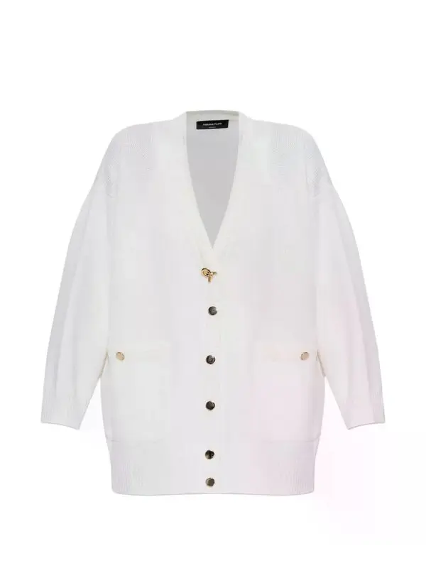 Fabiana Filippi Virgin Wool V-neck Cardigan - White